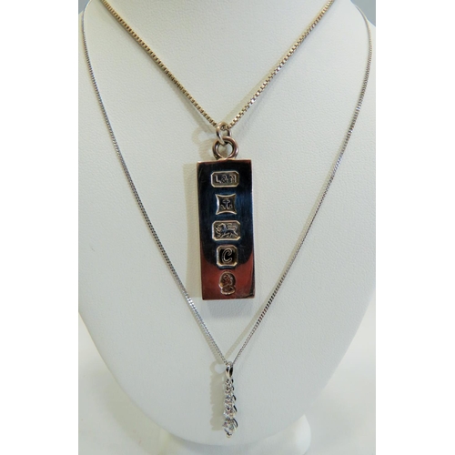 925 Silver Ingot pendant on a 925 Silver chain plus a 925 Silver stone ...