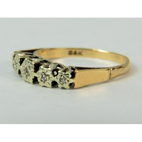 9ct Yellow Gold Ring Set with five Illusion Set Diamonds on Platinum ...