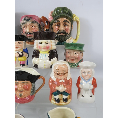 Large selection of Medium and small toby jugs includes some by Beswick.