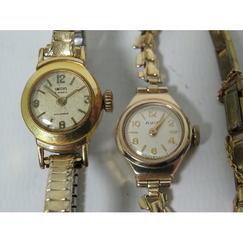 Avia 15 Jewel Ladies watch with 9ct Gold case with gold tone strap in ...