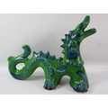 Rare David Sharp Rye Pottery Dragon sculpture in a green and blue glaze ...