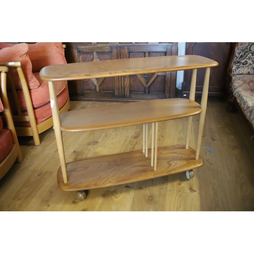 Small Ercol Divider/Bookcase H:28 x W:36 x D:12 inches. plus a Rattan ...