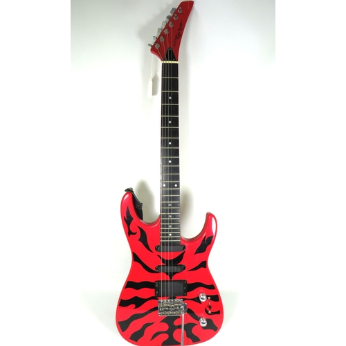 Phantom Riff Master Electric Guitar with solid body. Red Tiger stripe ...