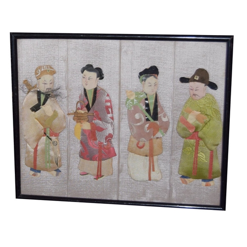 Four Chinese Decoupage Figurines