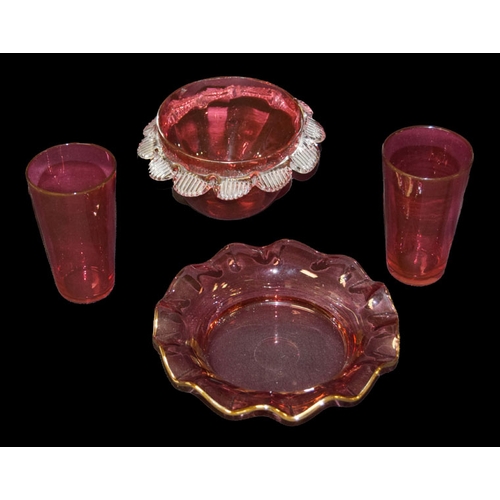 Four Pieces of Ruby Glass
