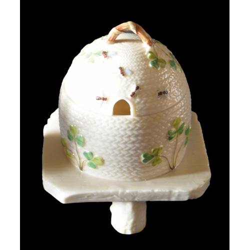 A 1st Period Belleek Lidded Honey Pot