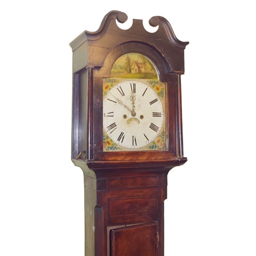 A Longcase Clock, Painted Arch Top Dial