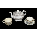 Two Large Adams Cups and Saucers and an Old Teapot