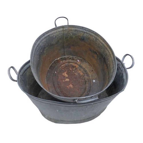 Two Large Oval Two Handled Basins