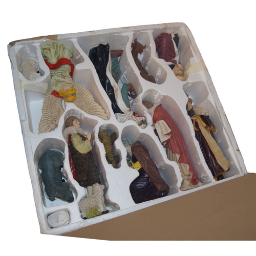 A Large Set of Nativity Scene Figures in Their Original Box