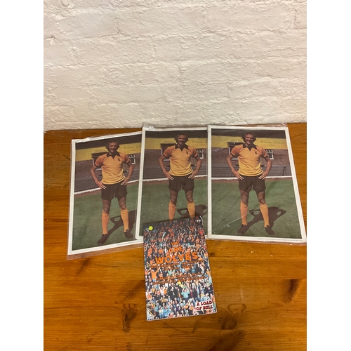Derek dougan signed prints together with wolves book
