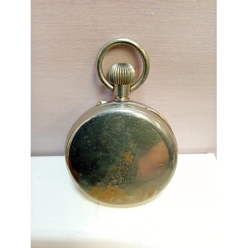 Nickel Plated Goliath Style Pocket Watch. App. 2½" Dia. Black Face with ...