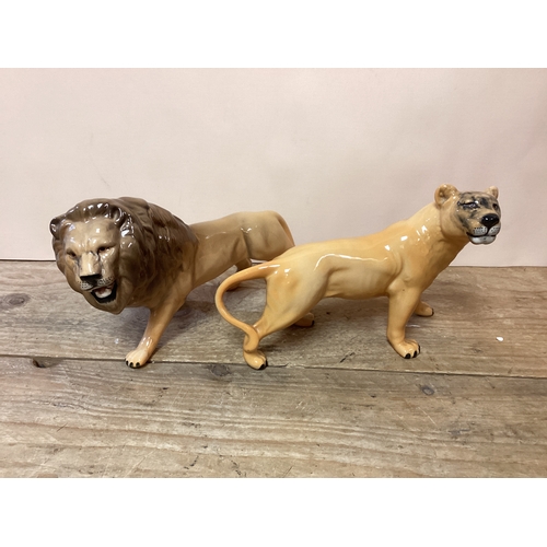 Pair of Beswick Lions