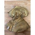 Large Brass Wall Plaque of Sir Walter Raleigh signed W Parry 32 cm