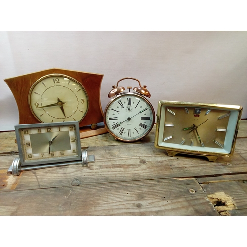Collection of 4 Mid Century Wind Up Table Clocks to include 1970's ...