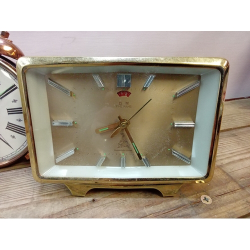 Collection of 4 Mid Century Wind Up Table Clocks to include 1970's ...
