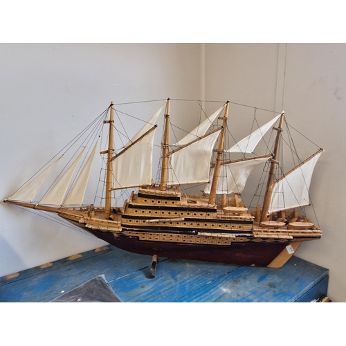 LARGE WOODEN SHIP 3X2FT APPROX