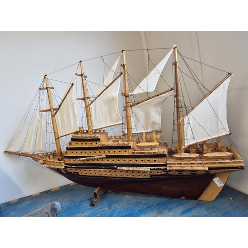 LARGE WOODEN SHIP 3X2FT APPROX