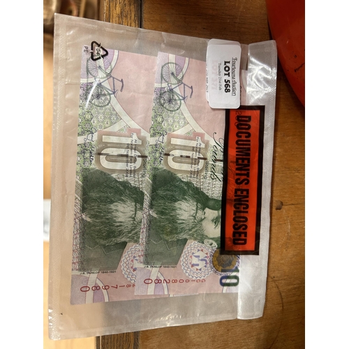 2 old ten pund notes
