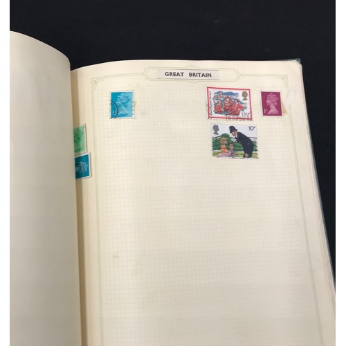 Simplex stamp album, part filled world stamps.