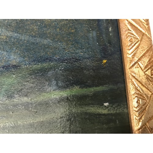 Oil painting on board signed D Newmarch. WW1 night time battle field ...