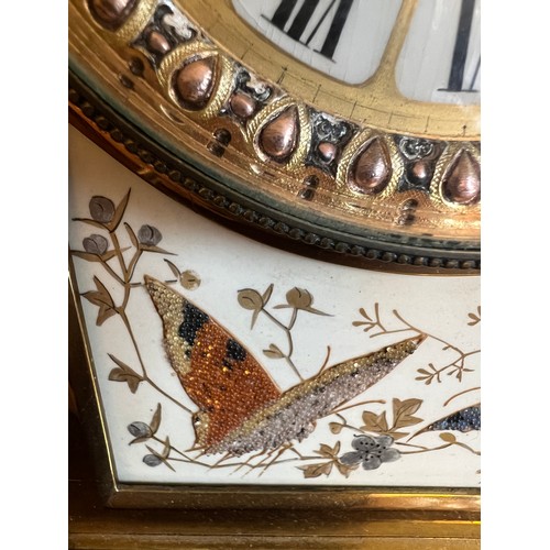 A 19thC French faience and gilt mounted mantle clock with brocot ...