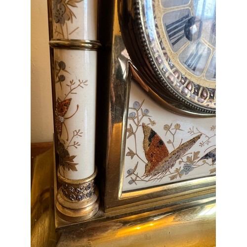 A 19thC French faience and gilt mounted mantle clock with brocot ...