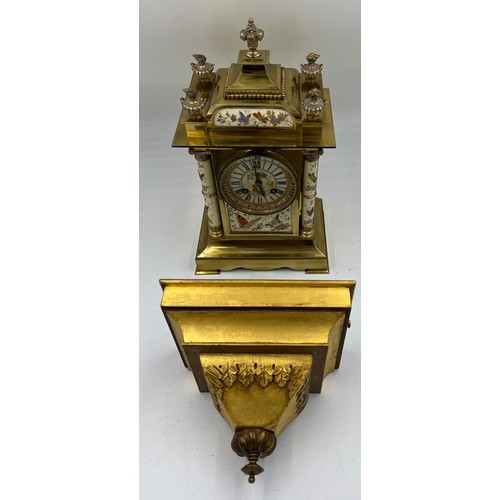 A 19thC French faience and gilt mounted mantle clock with brocot ...