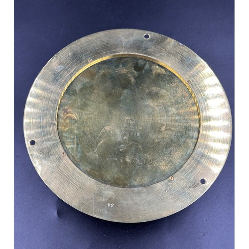 A vintage military bulkhead brass 8 day ships clock made by F.W. Elliot ...