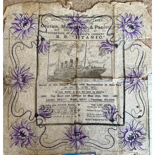 A memorial paper napkin commemorating the loss of life on the sinking ...