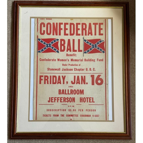 A framed original poster advertising a Confederate Ball on 16th January ...