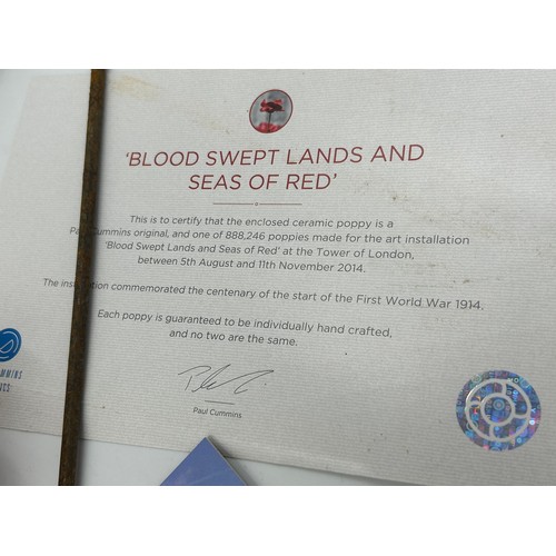 A Paul Cummins ceramic poppy, made for the Art installation 'Blood ...