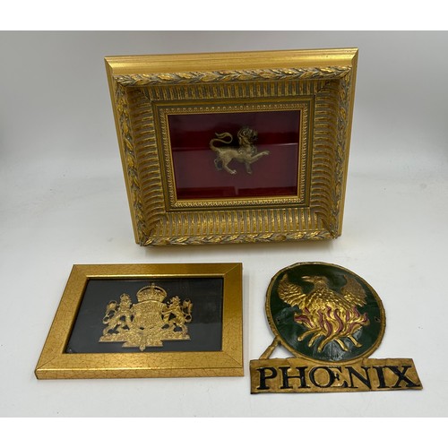 Three miscellaneous items to include an original Phoenix insurance sign ...