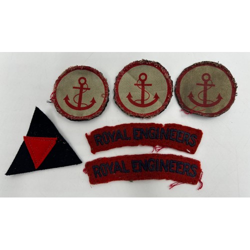Collection of cloth badges to include three beach group formation signs ...