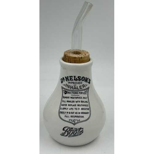 A collection of ceramic Chemist Inhalers to include 2 Boots x Dr Nelson ...