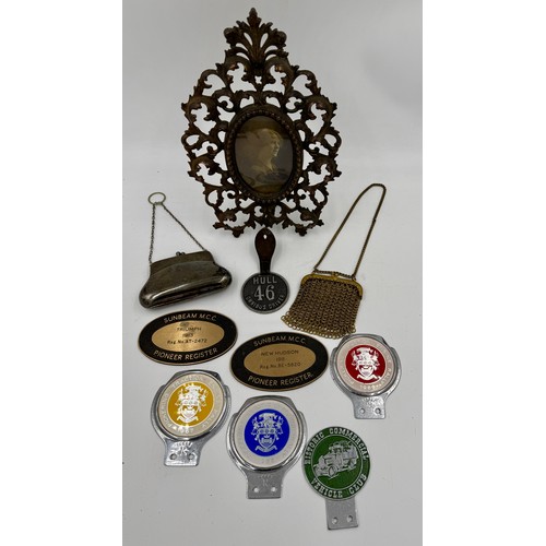 A miscellaneous lot to include a 19thC metal photograph frame ...