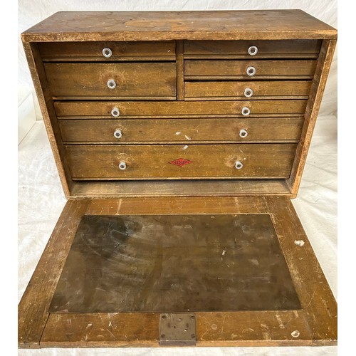 A Neslein Clockmaker /Engineer's tool chest with eight drawers and fold ...