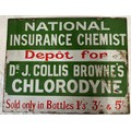 An original enamelled metal sign for 'National Insurance Chemist Depot ...