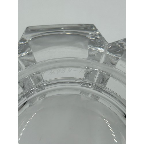 An Orrefors Swedish octagonal glass bowl with etched design to each ...