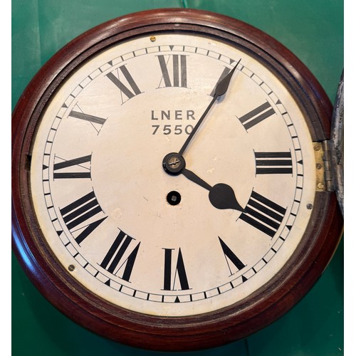 An LNER 7550 wall mounted mahogany station clock with fusée movement ...