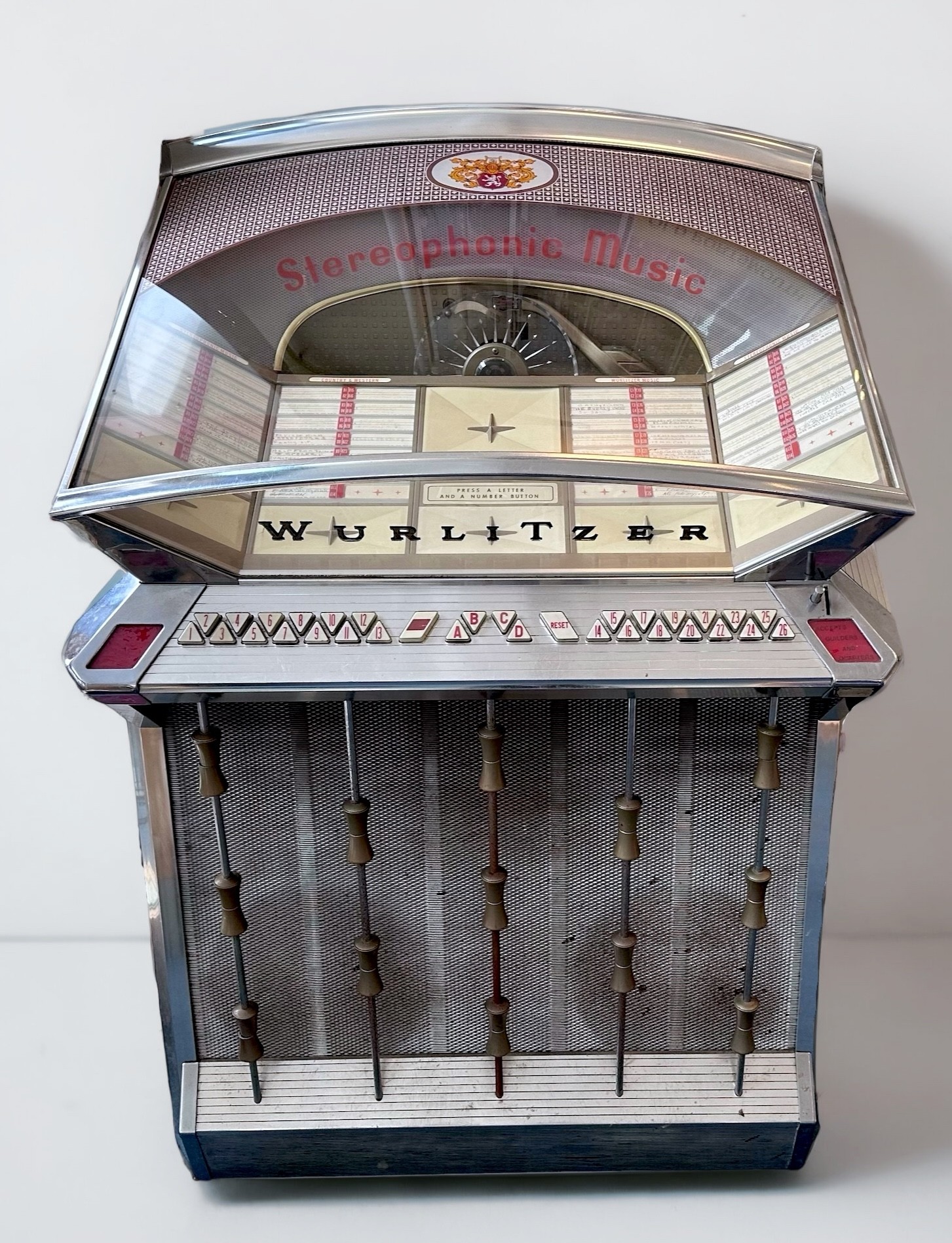 A Wurlitzer 2504 Jukebox circa 1961, coin operated to take US and ...