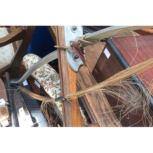 A collection of assorted weaponry, including a cased Samick Archery bow ...