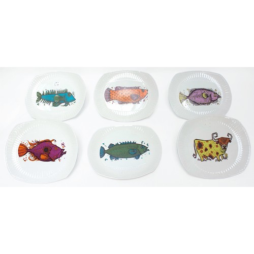 A set of seven English Ironstone Pottery plates, ‘Beefeater’, steak and ...