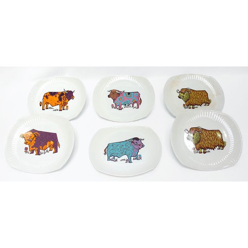 A set of seven English Ironstone Pottery plates, ‘Beefeater’, steak and ...