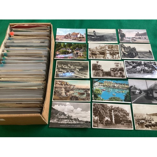 A box of several hundred topographical standard sized postcards of ...
