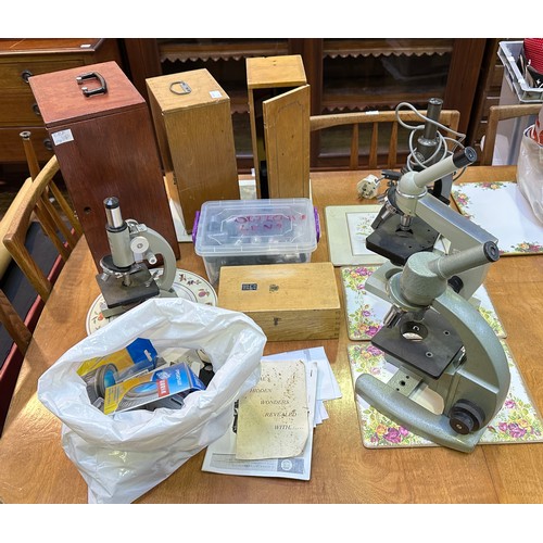 Nine assorted microscopes including a Kibro student example, a boxed ...