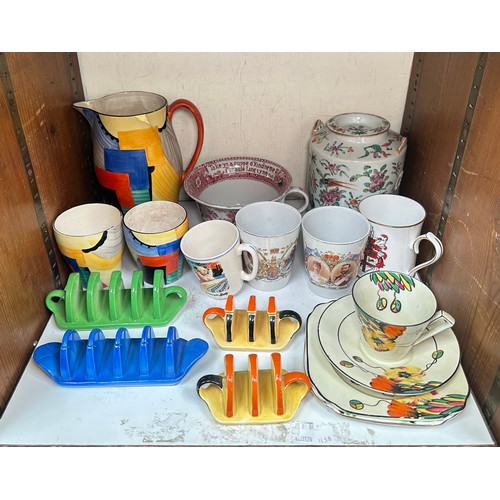 A pair of Carltonware pottery 'art deco' toast racks painted in orange ...