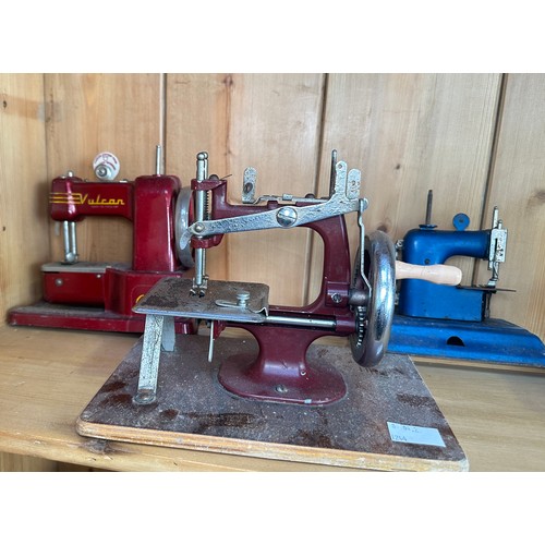 Six various children’s toy sewing machines, two examples by Vulcan ...