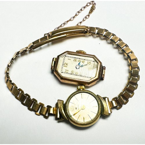 A ladies Hamilton cocktail watch on 9ct gold bracelet with safety chain ...