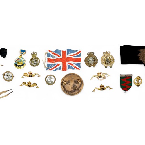 A collection of assorted Royal Navy cap tallies including HMS Kent, HMS ...